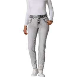 Heine Damen Röhrenjeans mit Crinkle-Effekt light grey-denim Größe 40