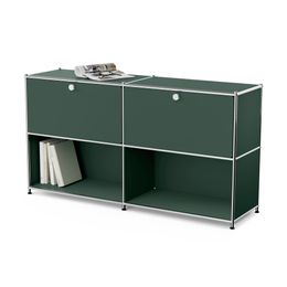 Tchibo - Sideboard Metall &raquo;Cn3&laquo; mit 2 versetzbaren Klappenf&auml;chern - 152x40x82,5cm - olivgr&uuml;n - Stahl / Aluminium / Kunststoff