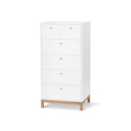 Tchibo - Highboard mit Schubladen - 60x50x120cm - silber - Holz / Eichenholz / Metall
