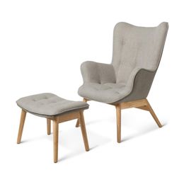 Tchibo - Sessel mit Fußhocker - 71x82x98cm - braun - Polyester / Polyamid / Eichenholz