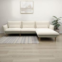 Ecksofa DOMO collection "Leuven modern mit schmalen Armlehnen, Breite 282 cm, L-Form", beige (creme), B:282cm H:86cm T:159cm, 100% Polyester, Sofas, Ecksofa, angenehm feste Polsterung, bodenfrei, 19 cm hohe Holzf&uuml;&szlig;e