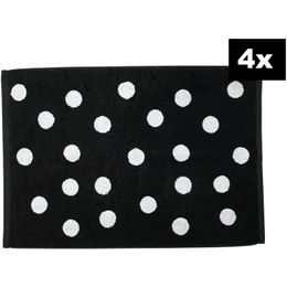Badematte done. "DAILY SHAPES Dots 4er-Set", schwarz, H:5mm, Baumwolle, Badematten, Badvorleger aus 100% Baumwolle, Jacquardgewebt