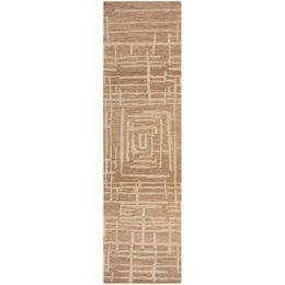 Teppich FLAIR RUGS "Elliot", beige, B:80cm H:12mm L:300cm, Polyester, Teppiche, Hoch-Tief Effekt, Wohnzimmer, Schlafzimmer, Esszimmer