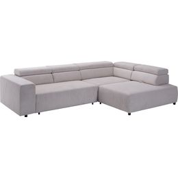 Ecksofa exxpo - SOFA FASHION "VITTORIO mit Komfortfunktionen, bequem und modern, Cord, L-Form", braun, B:308cm H:73cm T:203cm, Sofas, Ecksofa, inkl. Kopfteil- und Sitztiefenverstellung, wahlweise mit Bettfunktion