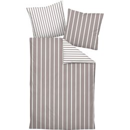 Wendebettwäsche Janine "modernclassic 39028-28", braun (vulkan), B/L: 155cm x 200cm, 1 Stk., 1 Stk., Mako-Satin, B/L: 80cm x 80cm, Mako-Satin, Obermaterial: 100% Baumwolle, Bettwäsche, mit Reißverschluss