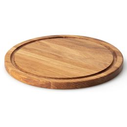 Steakteller CONTINENTA "Holzteller mit itegrierte Saftrille zum Auffangen der Flüssigkeit", braun (holzfarben), H:2cm Ø:28cm, Holz, Speiseteller, Eichenholz, Ø 28 cm
