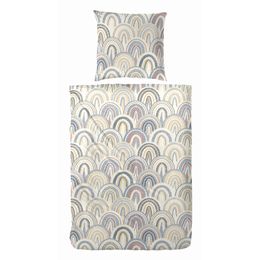Bettwäsche Primera "Primera Renforce-Bettwäsche Rainboho", beige, B/L: 155cm x 220cm, 1 Stk., 1 Stk., Renforcé, B/L: 80cm x 80cm, 2 Stk., Renforcé, Obermaterial: 100% Baumwolle, Bettwäsche, mit kleinen schlichten Regenbögen
