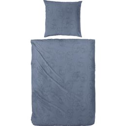 Bettwäsche Primera "Faces", grau, B/L: 155cm x 220cm, 1 Stk., 1 Stk., Feinbiber, B/L: 80cm x 80cm, 2 Stk., Feinbiber, Obermaterial: 100% Baumwolle, Bettwäsche, mit modernen Gesichtern
