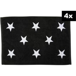 Badematte done. "DAILY SHAPES Stars 4er-Set", schwarz, H:5mm, Baumwolle, Badematten, Badvorleger aus 100% Baumwolle, Jacquardgewebt