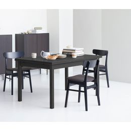 Esstisch HAMMEL FURNITURE "Basic Dinex, schnell innenliegende Einlegeplatten ausziehbar", grau (wenge), B:140cm H:76cm T:90cm, Tischplatte: Furnier gebeizt und lackiert;Gestell: Massivholz, Tische, Furnier / Massivholz, in zwei Breiten, stabiler dänische Design Tisch