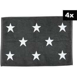 Badematte done. "DAILY SHAPES Stars 4er-Set", grau (anthrazit), H:5mm, Baumwolle, Badematten, Badvorleger aus 100% Baumwolle, Jacquardgewebt
