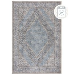 Teppich FLAIR RUGS "Corin", blau, B:115cm H:4mm L:170cm, Polyester, Teppiche, orientalischer Teppich, kurzflor, waschbar, Wohnzimmer, Schlafzimmer