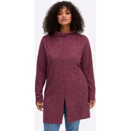 Longpullover sheego by Joe Browns "Pullover", Damen, Gr. 48/50, bordeaux, meliert, 88% Polyester, 10% Viskose, 2% Elasthan, unifarben, Pullover