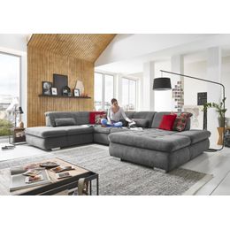 Ecksofa DIE PLANBAR "MP-IN17004 U-Form", grau, B:382cm H:84cm T:124cm, 100% Polyester, Sofas, Ecksofa, wahlweise mit Funktionen, Federkern-Polsterung