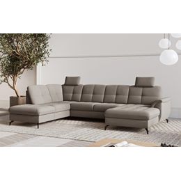Sit & More Wohnlandschaft SIT & MORE "Zora", braun (schlamm), B:319cm H:92cm T:212cm, 100% Polyester, Sofas, Wohnlandschaft, wahlweise mit Bettfunktion und Bettkasten