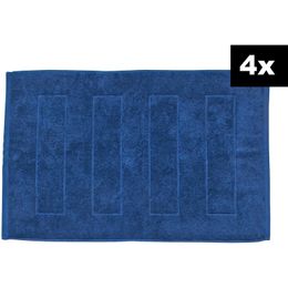 Badematte done. "DAILY UNI 4er-Set", blau, H:5mm, Baumwolle, Badematten, Badvorleger aus 100% Baumwolle