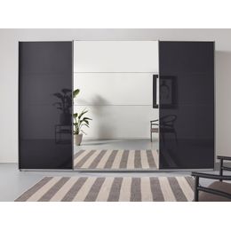 Schwebetürenschrank Rauch "Kleiderschrank Schrank Garderobe Wäscheschrank Ankleide OTELI", grau (graumetallic, effektgrau hochglanz), B:315cm H:210cm T:68cm, Holzwerkstoff, Schränke, mit Mittelspiegel, in verschiedenen Dekor- und Hochglanzfarben