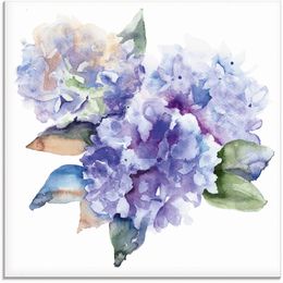 Glasbild Artland "Hortensien", blau (farbe bild(er): blau), B:20cm H:20cm, Bilder, in verschiedenen Größen