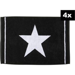 Badematte done. "DAILY SHAPES Star 4er-Set", schwarz, H:5mm, Baumwolle, Badematten, Badvorleger aus 100% Baumwolle, Jacquardgewebt