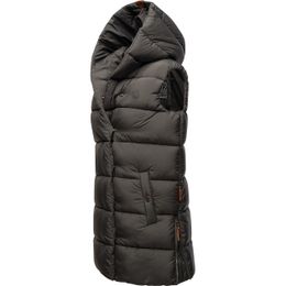 Steppweste Navahoo "Madilynaa", Damen, Gr. L (40), grau (anthrazit), Oberstoff: 100% Polyester; Futter: 100% Polyester; Wattierung: 100% Polyester, oversize ca. Mitte Oberschenkel, V-Ausschnitt, Westen, stylische ärmellose Damen Weste mit Kapuze