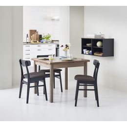 Esstisch HAMMEL FURNITURE "Basic Dinex, schnell innenliegende Einlegeplatten ausziehbar", braun (walnuss), B:90cm H:76cm T:90cm, Tischplatte: Furnier gebeizt und lackiert;Gestell: Massivholz, Tische, Furnier / Massivholz, in zwei Breiten, stabiler dänische Design Tisch