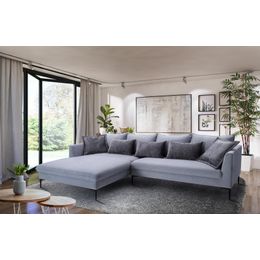 Ecksofa exxpo - SOFA FASHION "Piazza, elegant und edel, Designsofa mit tollem Sitzkomfort", grau, B:321cm H:90cm T:187cm, Sofas, Ecksofa, Longchair Ecke in hochwertiger Verarbeitung, Stellma&szlig;e 321x187 cm