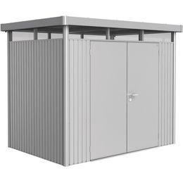 Gerätehaus BioHort "HIGHLINE Gr. H2, verschiedene Farben", silber (silber, metallic), Stahl, Gerätehäuser, stylisches Metall-Gartenhaus mit Flachdach