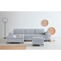 Ecksofa OTTO products "Grazzo, zeitlos & elegant, moderne Sitzheftung, Breite 266cm, L-Form", silber, B:266cm H:80cm T:162cm, Struktur (100% recyceltes Polyester);Luxus-Microfaser weich (100% recyceltes Polyester), Sofas, Ecksofa, hochwertige Stoffe aus recyceltem Material, Steppung im Sitzbereich