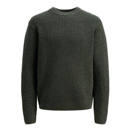 Jack & Jones Strickpullover JACK & JONES "JORBLEECKER KNIT CREW NECK BF", Herren, Gr. M, forest river detail:schwarz. crew neck, Strick, Obermaterial: 65% Polyacryl, 35% Baumwolle, unifarben, regular fit, Rundhals, Pullover