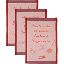 Geschirrtuch Ross "Manchmal sollte man dich lieber Nudeln als Sorgen machen", rot, B:50cm L:70cm, 100% Baumwolle, Geschirrtücher, Sprüchetuch, aus 100% Baumwolle