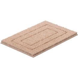 Badematte my home "Eliane" Gr. 51, beige, H:20mm, Polyester, Badematten, Badteppich, mit Hoch-Tief-Effekt