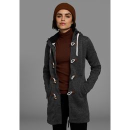 Strickfleecejacke Polarino, Damen, Gr. 42, grau (anthrazit), Fleece, Obermaterial: 100% Polyester. Kapuzenfutter: 100% Polyester. Ärmelfutter: 100% Polyester, meliert, Jacken, für den Übergang, aus Strickfleece, atmungsaktiv