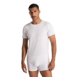 Rundhalsshirt Bruno Banani "FINE RIB", Herren, Gr. L, weiß, Feinripp, Obermaterial: 96% Baumwolle, 4% Elasthan, Basic schmal, Rundhals, Shirts, Feinripp, Kurzarm