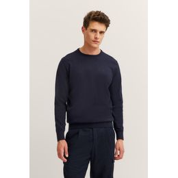 Rundhalspullover Bugatti "Basic Essential", Herren, Gr. M, blau (marine), Sweatware, 100% Baumwolle, regular fit, Rundhals, Rippbündchen, Pullover, aus reiner Baumwolle