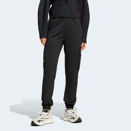 Sporthose adidas Sportswear "W CE G KN CARG", Damen, Gr. L, N-Gr, schwarz, Obermaterial: 55% Baumwolle, 36% Polyester, 9% Viskose, Hosen