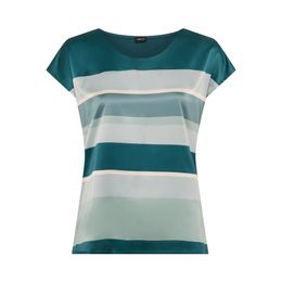 Shirtbluse Laura Scott, Damen, Gr. 34, petrol, mint, Satin, Obermaterial: 100% Polyester. Rückenteil: 95% Viskose, 5% Elasthan, gestreift, glänzend, mehrfarbig, figurumspielend hüftbedeckend, Rundhals, angeschnitten, Blusen, in modischem Streifen-Design - NEUE FARBEN