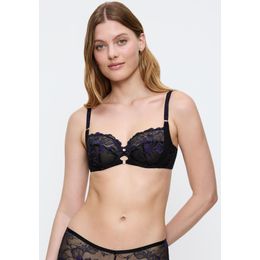 Balconette-BH Triumph "Wild Gardenia Florale", Damen, Gr. 75, Cup C, schwarz, Microtouch, Obermaterial: 53% Lyocell, 17% Elasthan, 16% Polyester, 14% Viskose, BHs, weiche Spitze, nicht gefüttert, ergonomisch geformte 3D-Ergoline-Bügel