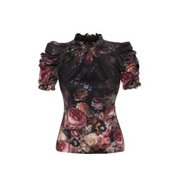 JIORO Bluse 'VINTAGE FLOWERS' Damen Größe L schwarz