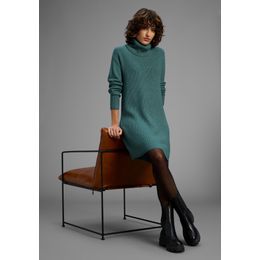 Strickkleid Laura Scott, Damen, Gr. 34, N-Gr, petrol, melange, Strick, Obermaterial: 50% Viskose, 28% Polyester, 22% Polyamid, unifarben, Basic, lässig geschnitten mini, hoch geschlossener Ausschnitt, Kleider, aus Grobstrick mit Rollkragen - NEUE KOLLEKTION