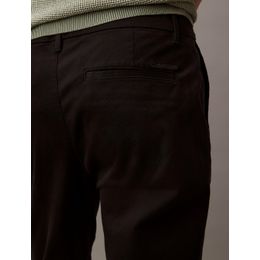 Stoffhose Calvin Klein "SLM CTTN STRTCH CHN", Herren, Gr. 34, Länge 32, schwarz, Web, Obermaterial: 90% Baumwolle, 8% Elastomultiester, 2% Elasthan, unifarben, slim fit lang, Hosen, Mit Gürtelschlaufen