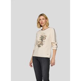 Rundhalspullover Rabe, Damen, Gr. 42, gelb (vanille), Strick, Obermaterial: 50% Baumwolle, 50% Polyacryl, Intarsienmuster, bedruckt, regular fit taillenbedeckt, Rundhals, Pullover, mit intarsien Print