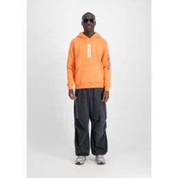 Hoodie Alpha Industries "Alpha Puff Print Hoodie", Herren, Gr. XL, orange (tangerine), Obermaterial: 80% Baumwolle, 20% Polyester, regular fit, Sweatshirts