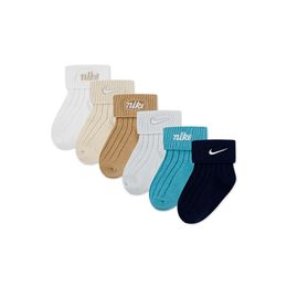 Socken Nike Sportswear "NHN 6PK RIB TURNCUFF INF SOCK für Kinder", Kinder, Gr. 68/80 (6/12), blau (sail), Obermaterial: 62% Baumwolle, 34% Polyester, 4% Elasthan, Socken, für Kinder