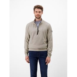 Sweater Lerros "SELA", Herren, Gr. L, nordic olive, Sweatware, Obermaterial: 90% Baumwolle, 10% Polyester, unifarben, normal hüftbedeckend, Rundhals, Bündchen, Sweatshirts, mit Troyer-Reißverschluss