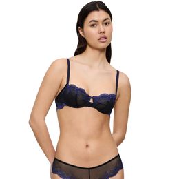 Balconette-BH Triumph "Comfort Glam", Damen, Gr. 75, Cup C, schwarz, Spitze, Obermaterial: 81% Polyamid, 11% Polyester, 8% Elasthan, BHs, Komfort-Bügel, Spitze, florale-grafische Spitze, eleganter Look