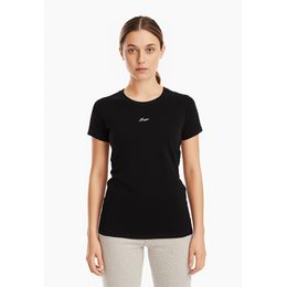T-Shirt BOSS Orange "Elogo Premium Damenmode", Damen, Gr. S (36), schwarz (schwarz 001), Single Jersey, Obermaterial: 100% Baumwolle, unifarben, regular fit, Rundhals, abgesteppte Kante, Shirts, mit Label-Stitching