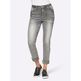 Bequeme Jeans Heine, Damen, Gr. 36, Normalgrößen, blau (light grau, denim), 98% Baumwolle, 2% Elasthan, unifarben, 7/8-Länge, Jeans