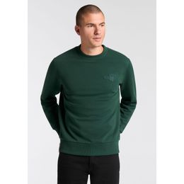 Sweatshirt Gant "TONAL SHIELD", Herren, Gr. L, tartan grün, Sweatware, Obermaterial: 100% Baumwolle, regular fit, Rundhals, Rippbündchen, Sweatshirts, Rundhals, regular fit, basic