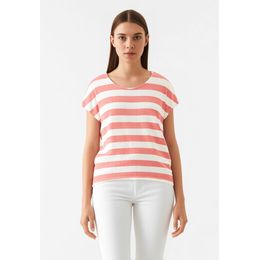 V&eacute;ro Moda Kurzarmshirt VERO MODA "VMWIDE STRIPE SL TOP GA JRS NOOS", Damen, Gr. L, wei&szlig; (dubarry stripes:snow wei&szlig;), Jersey, Obermaterial: 96% Viskose, 4% Elasthan, gestreift, regular fit normal, Rundhals, Shirts