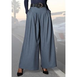 Hosenrock Lascana, Damen, Gr. 34, graublau, Web, Obermaterial: 80% Polyester, 18% Viskose, 2% Elasthan. Taschenbeutel: 100% Polyester, unifarben, figurumspielend bodenlang, Röcke, mit Gürtelschlaufen, Anzughose, chic, Topseller